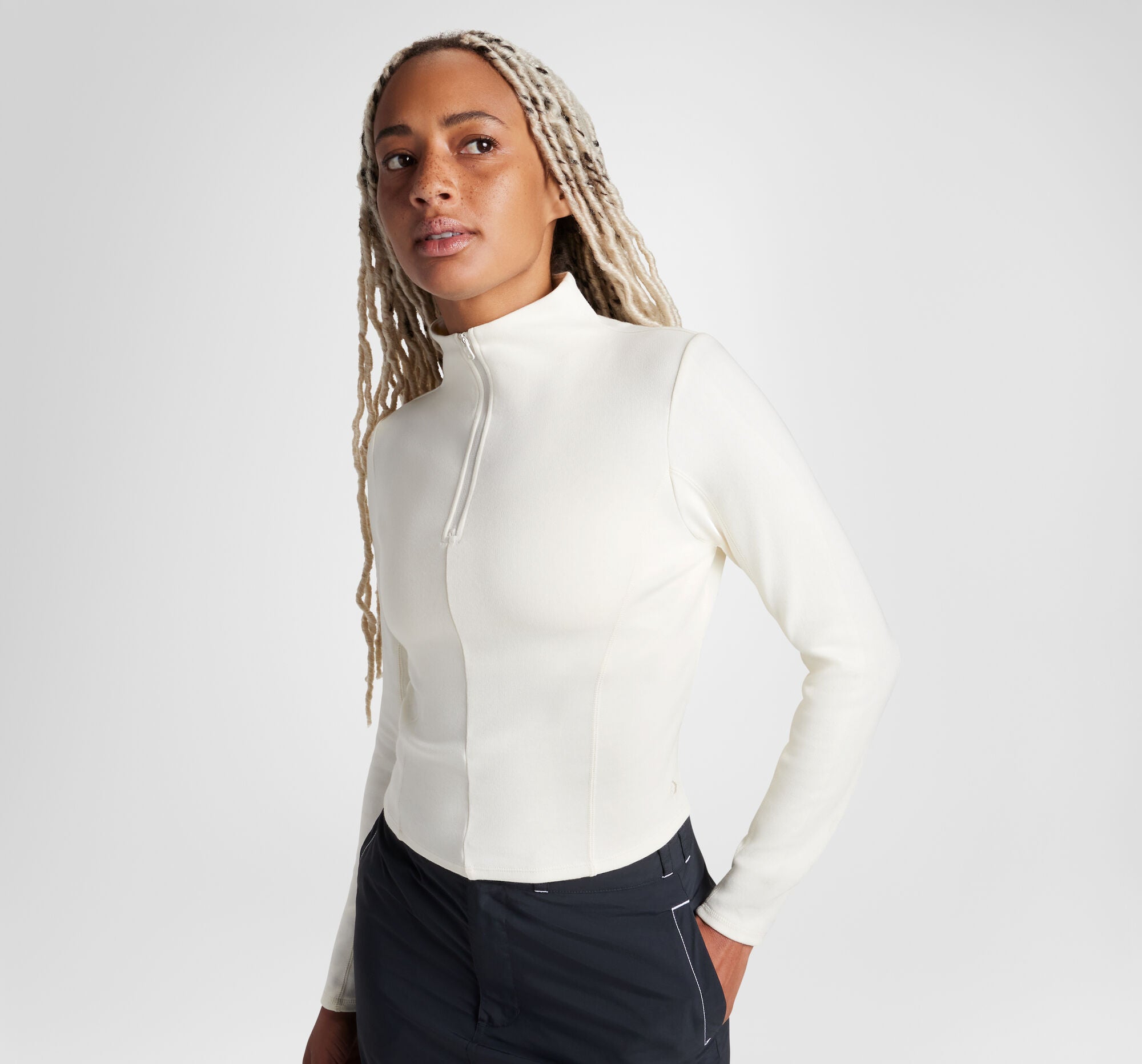 Half-Zip Mock Neck Long Sleeve Top | Converse Canada