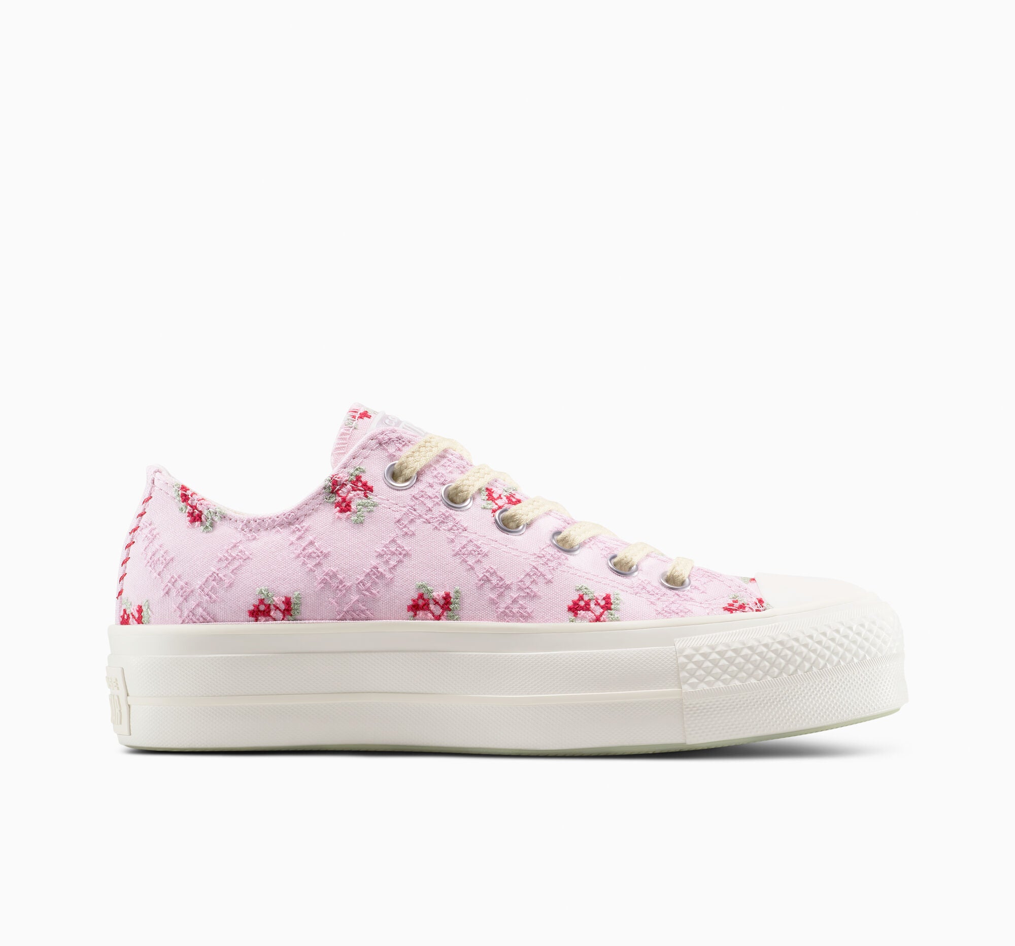 Chuck Taylor All Star Lift Platform Rose Cross Stitch Low Top ...